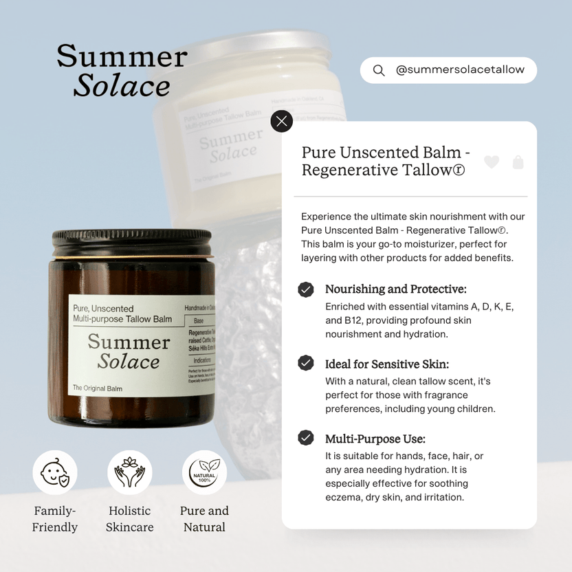 Summer Solace | Pure Unscented Tallow Balm – Summer Solace Tallow